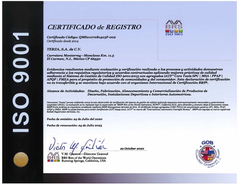 Certificados de Calidad Pasto Sintético